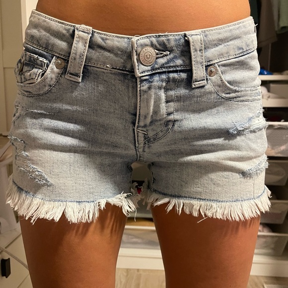True Religion | Shorts | True Religion Blue Jean Shorts Distressed ...